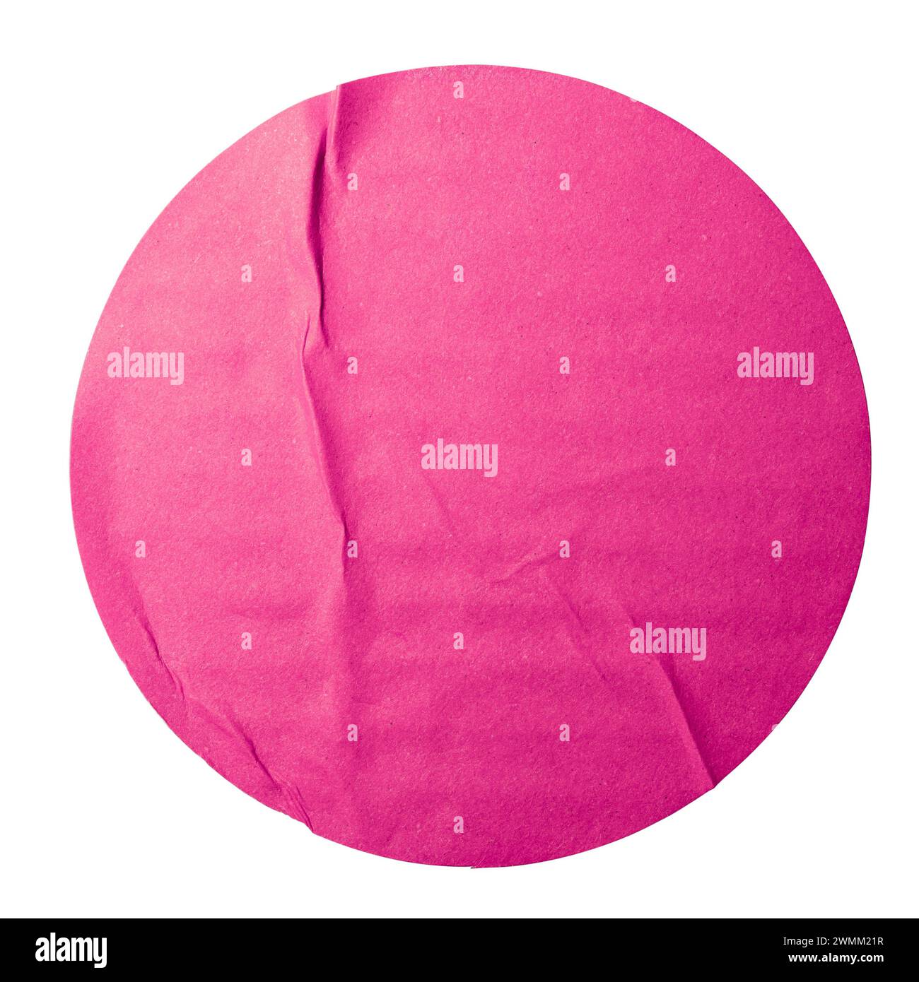 Pink circle paper sticker isolated on white background with clipping ...
