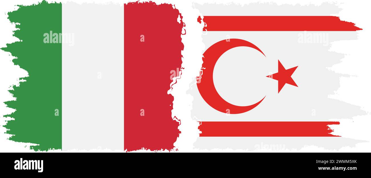 Turkish Republic of Northern Cyprus and Italy grunge flags connection ...