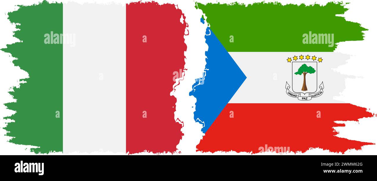 Equatorial Guinea and Italy grunge flags connection, vector Stock ...