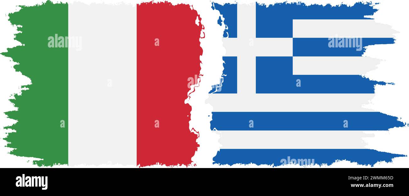 Greece and Italy grunge flags connection, vector Stock Vector Image ...