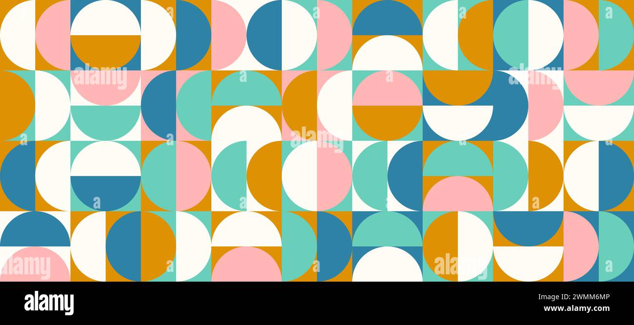 Bright semicircle seamless pattern. Abstract geometric half circle and ...
