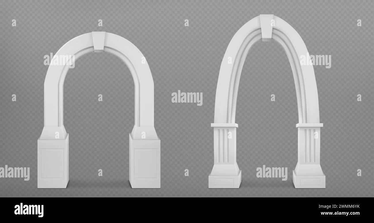 Ancient roman arch made of white clay with decorative ornate. Realistic ...