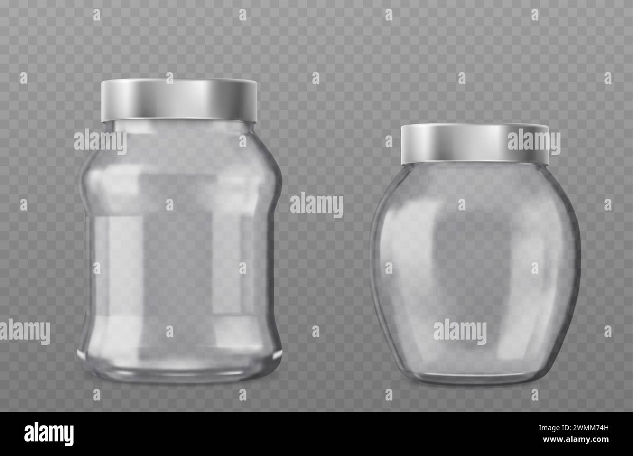 Empty glass jar with metal lid. Realistic vector illustration set of ...