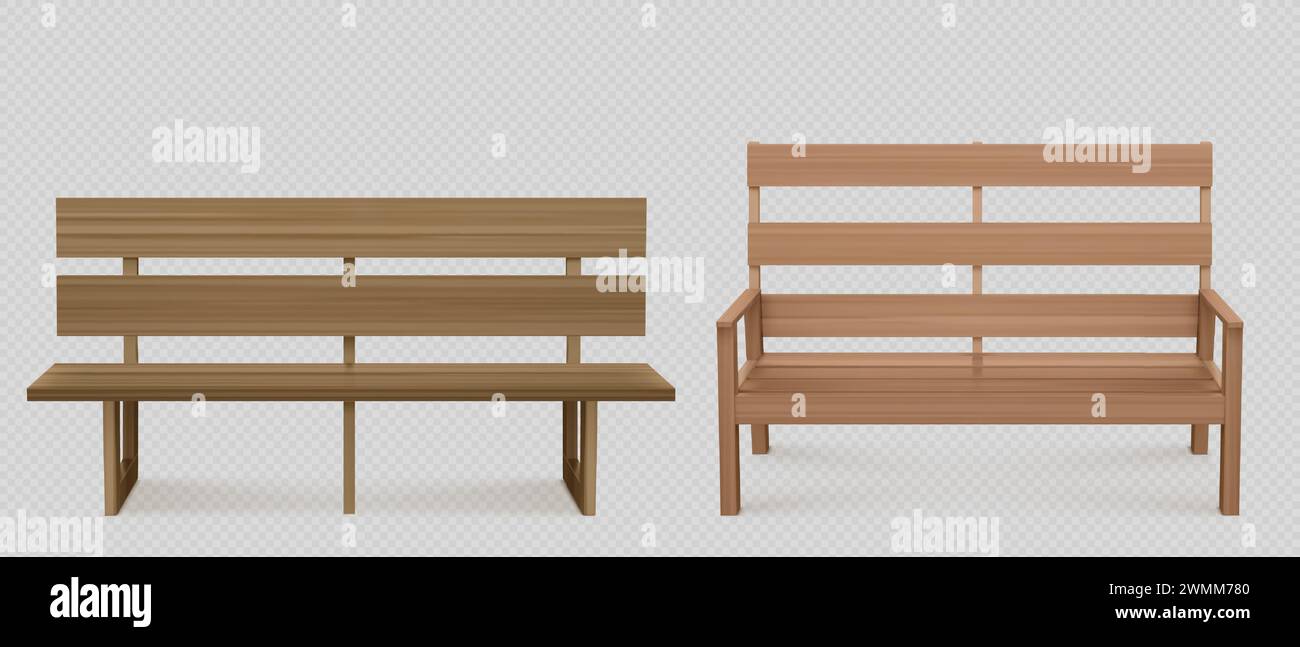 Wooden bench for park or backyard decoration. Realistic vector ...
