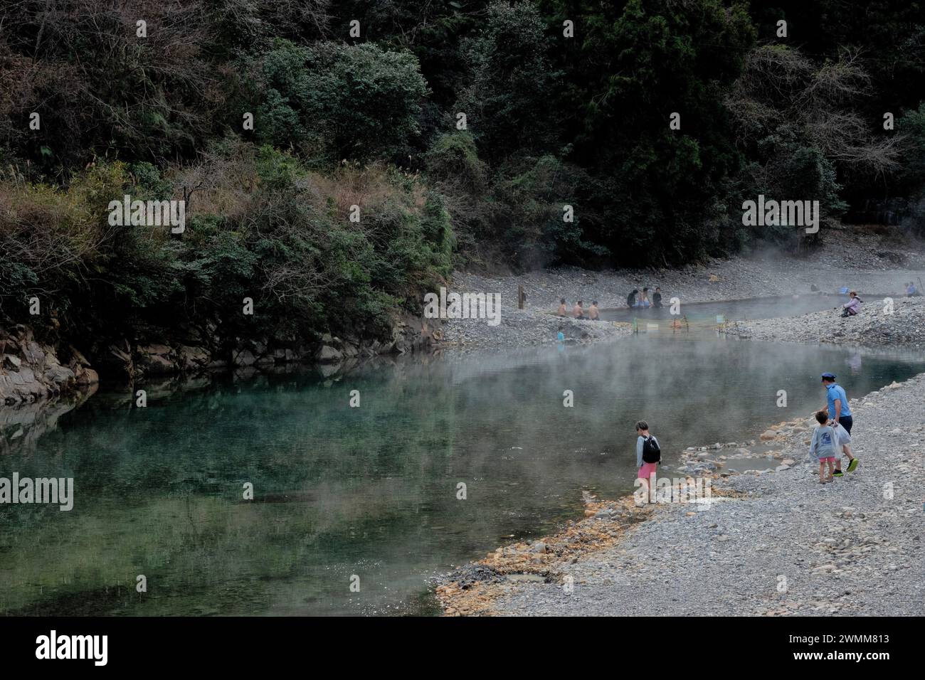 Kawayu Onsen river hot springs along the Kumano Kodo, Wakayama, Japan ...