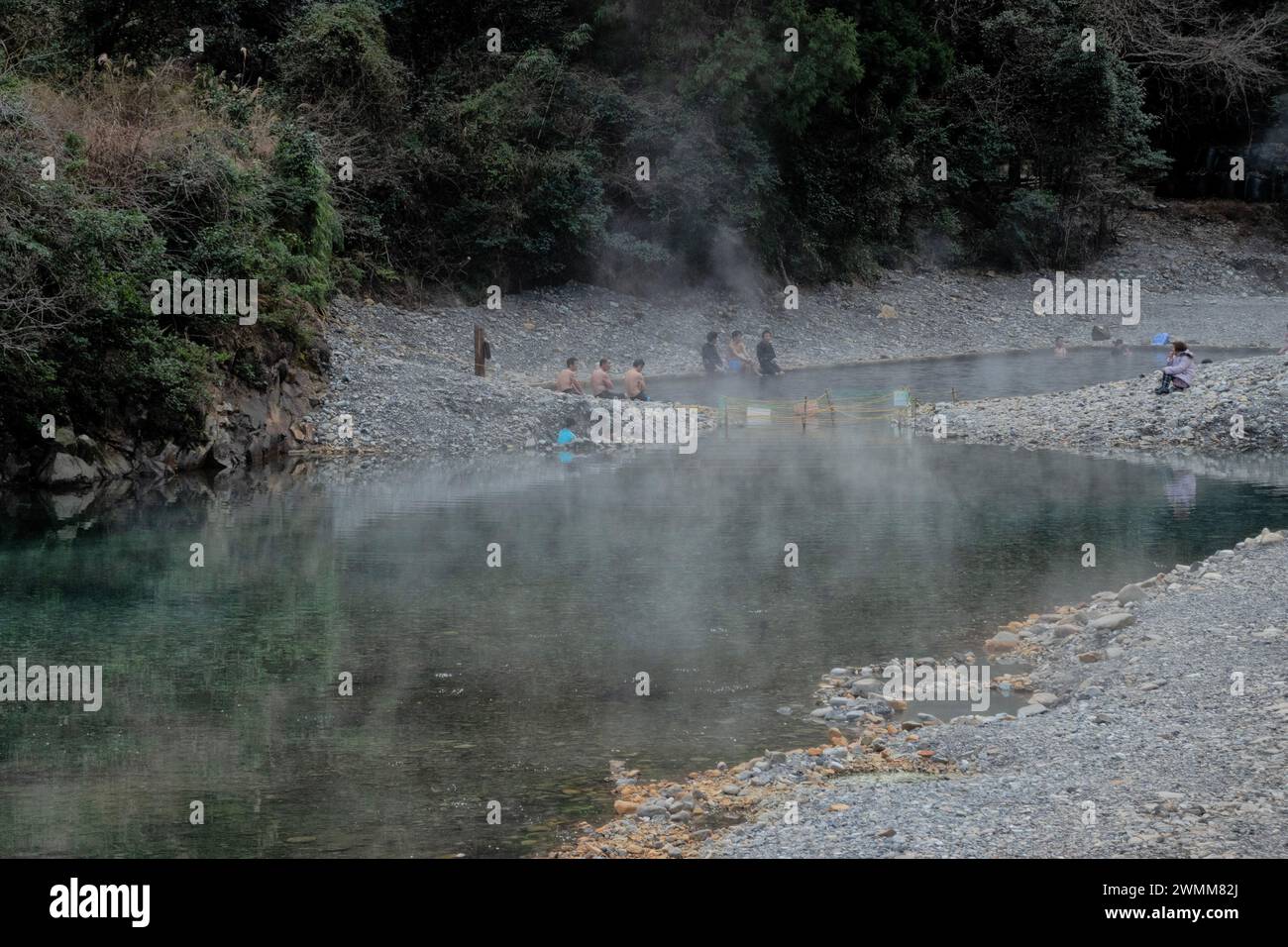 Kawayu Onsen river hot springs along the Kumano Kodo, Wakayama, Japan ...