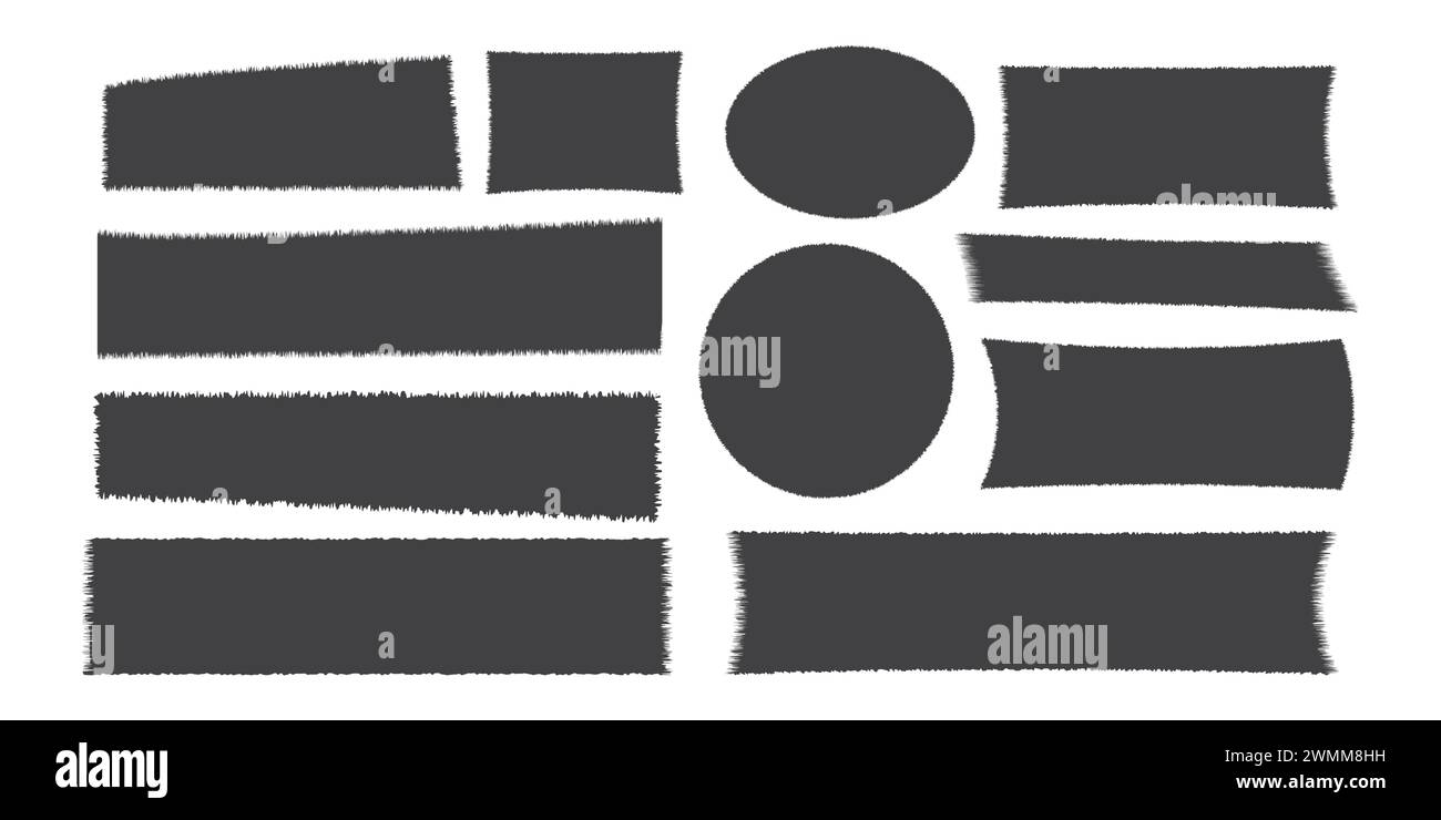 Set jagged rectangle torn paper border, frame sharp silhouette isolated ...