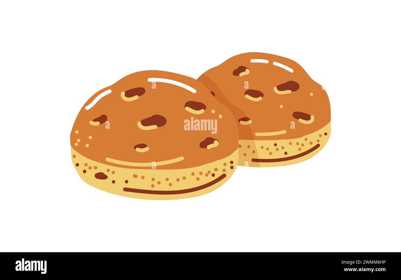 Two buns with raisins,sweet snack or dessert.Simple vector illustration Stock Vector Image & Art ...