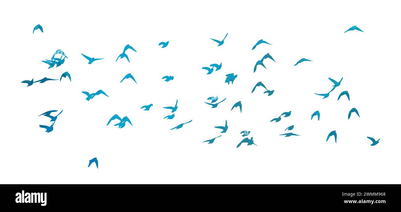 A flock of blue watercolor flying birds. hand drawing. Not AI, Free ...