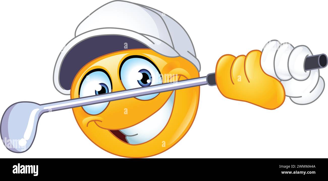 Golf player emoji emoticon with club taking a shot Stock Vector Image ...