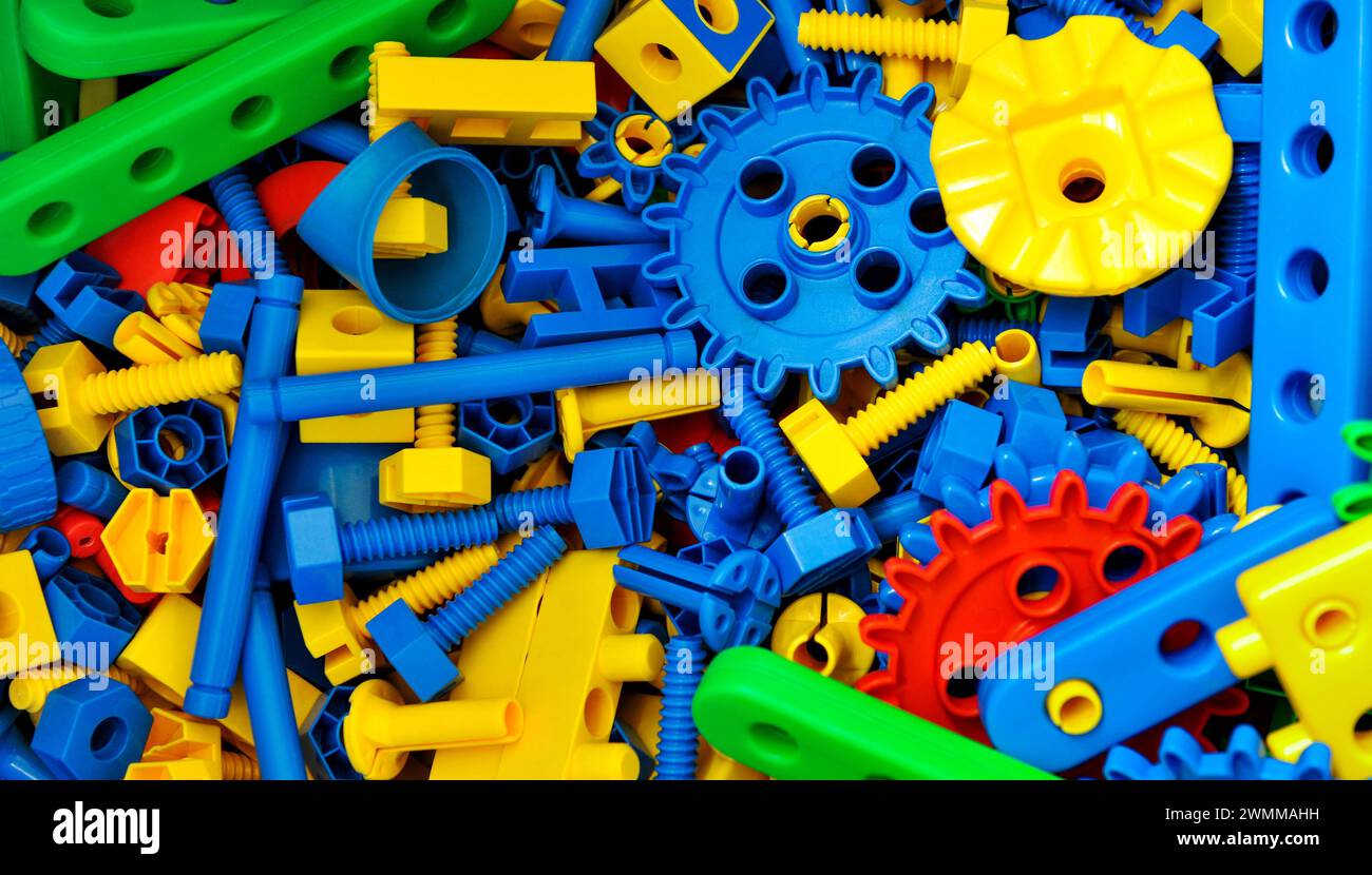 Plastic toy blocks for background Stock Photo - Alamy