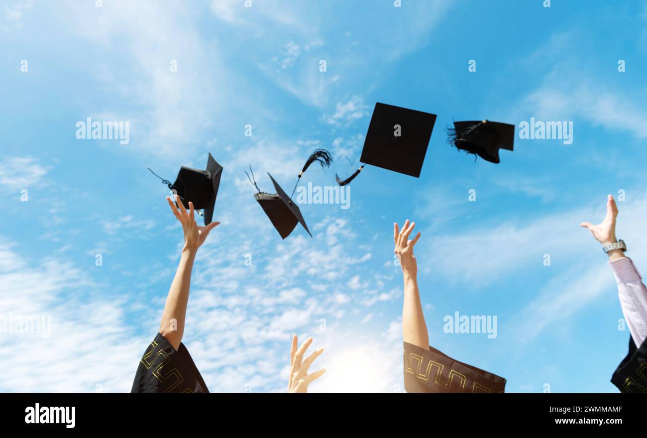 Graduation hat air hand hi-res stock photography and images - Alamy