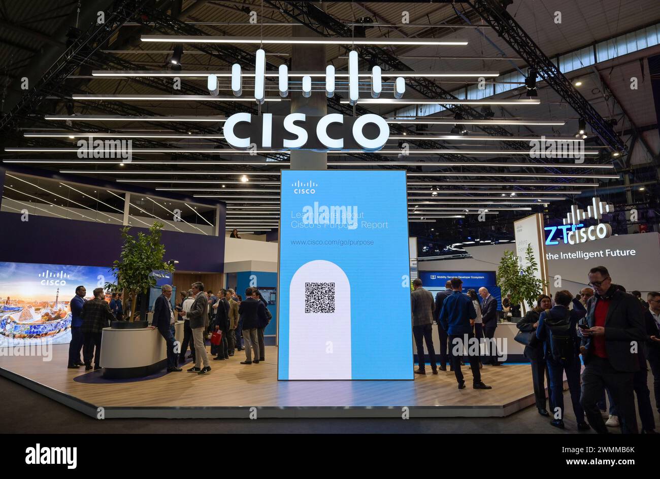 Cisco Messestand, MWC Mobile World Congress 2024, Barcelona, Spanien *** Cisco exhibition stand ...