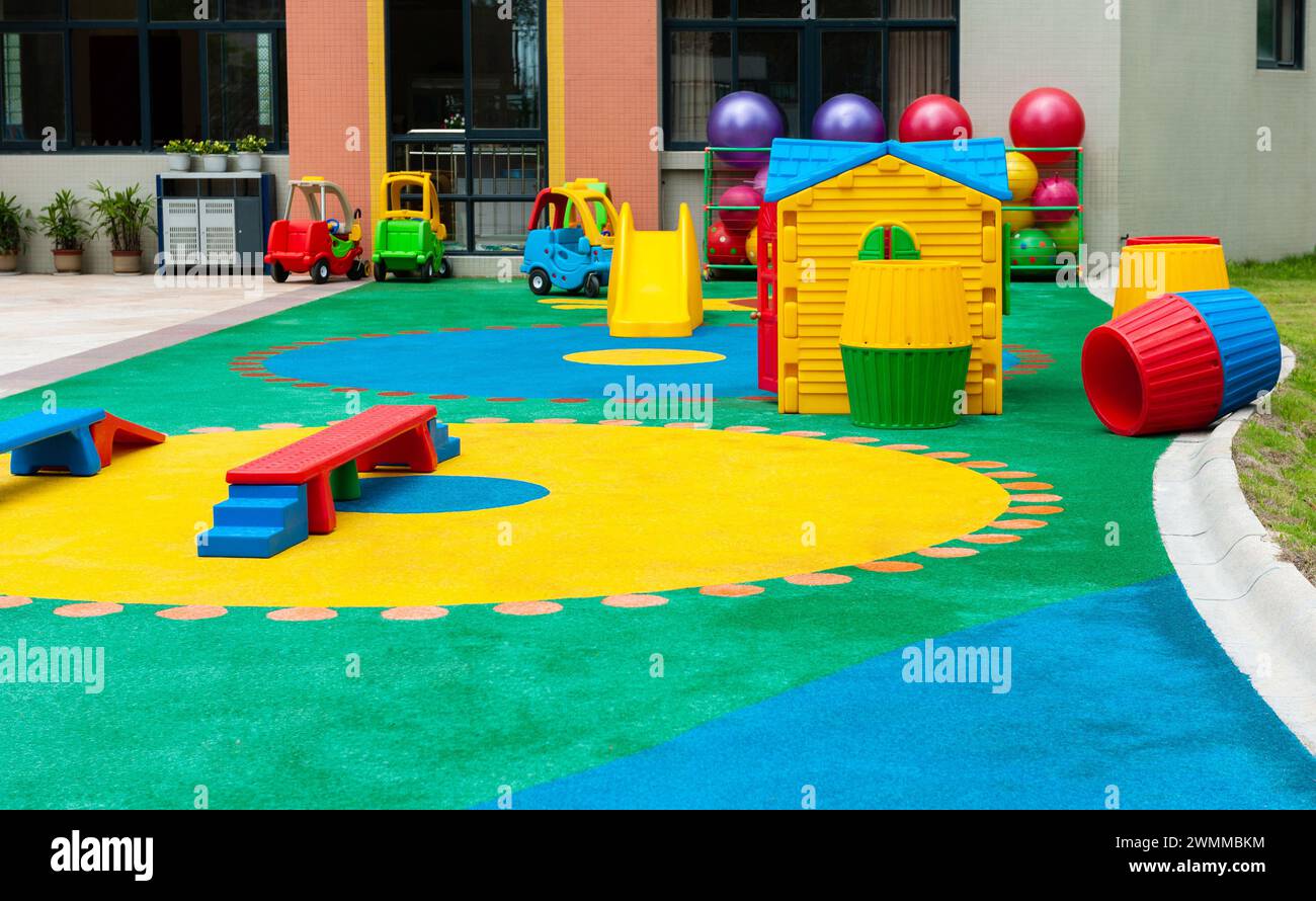 Many toys on the playground in a kindergarten Stock Photo - Alamy