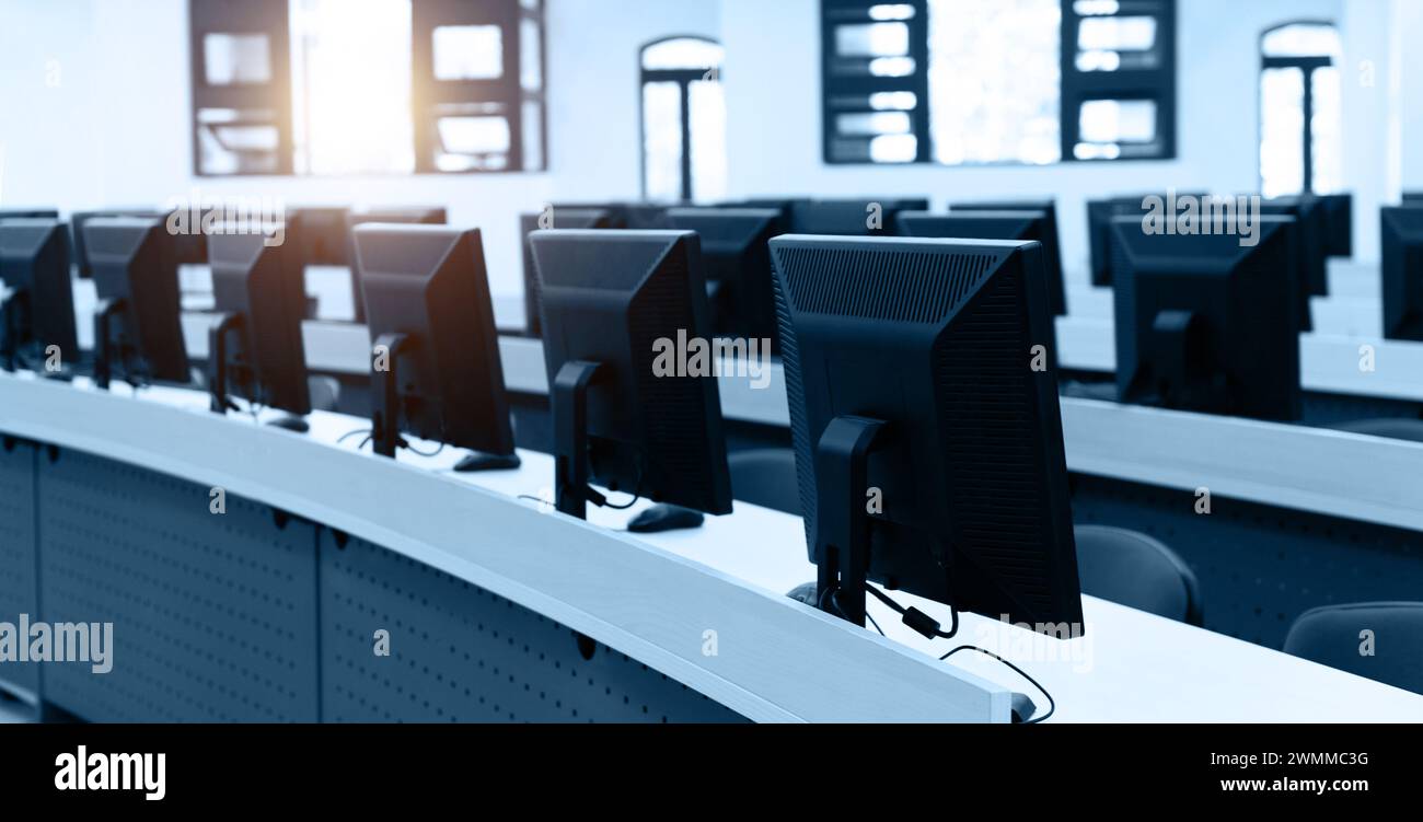 Group of computer neatly placed in a lab Stock Photo - Alamy