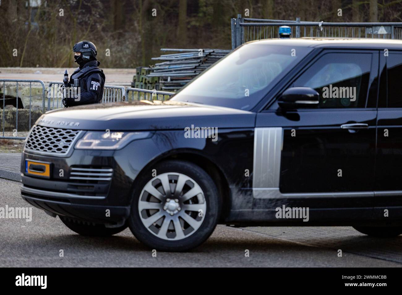 AMSTERDAM - A secured car arrives at the extra-secure court for the ...