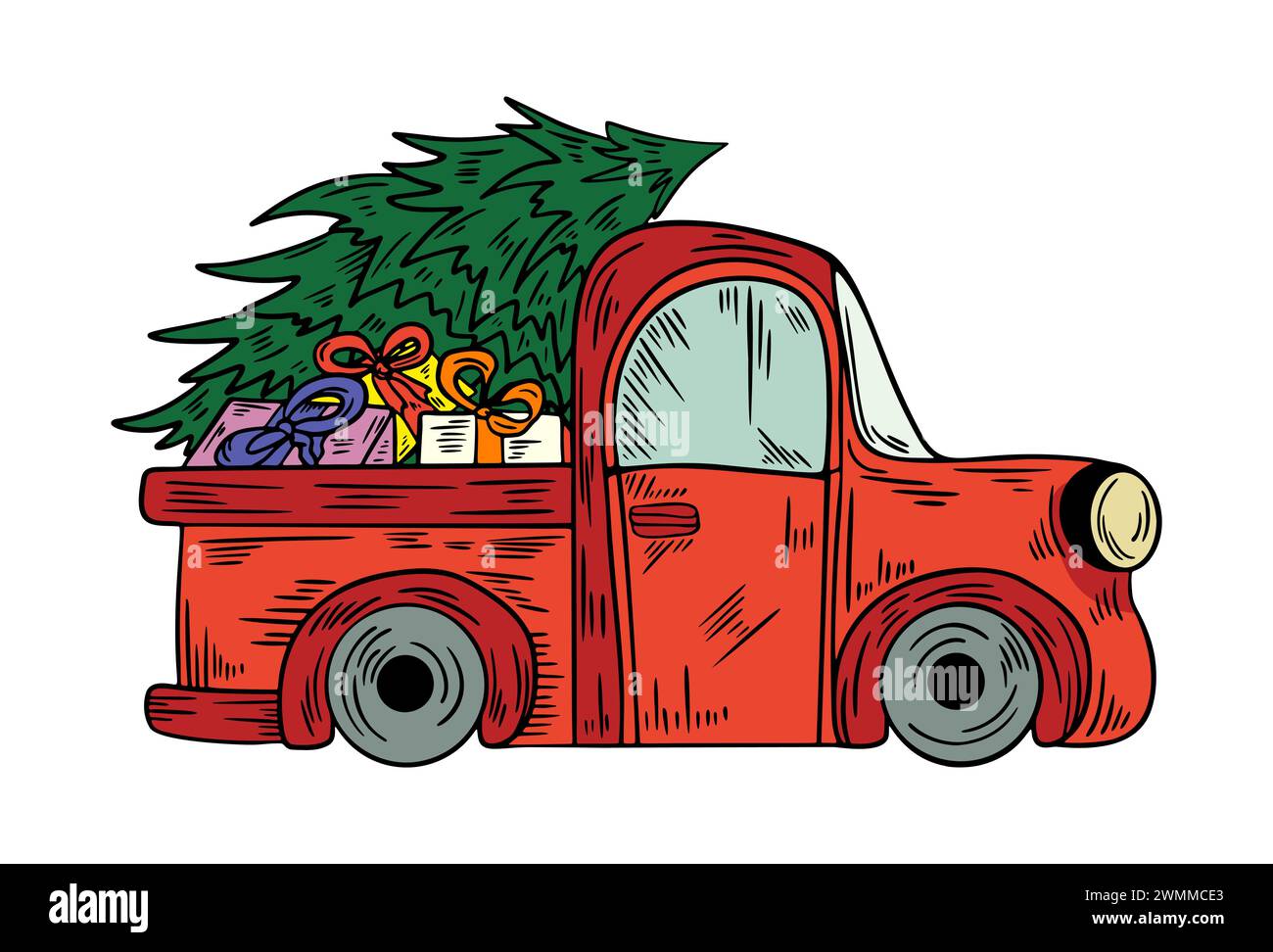 Car year flat vector Cut Out Stock Images & Pictures - Alamy