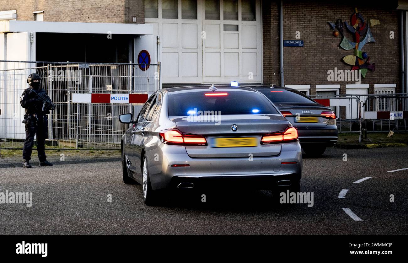 AMSTERDAM - A secured car arrives at the extra-secure court for the ...