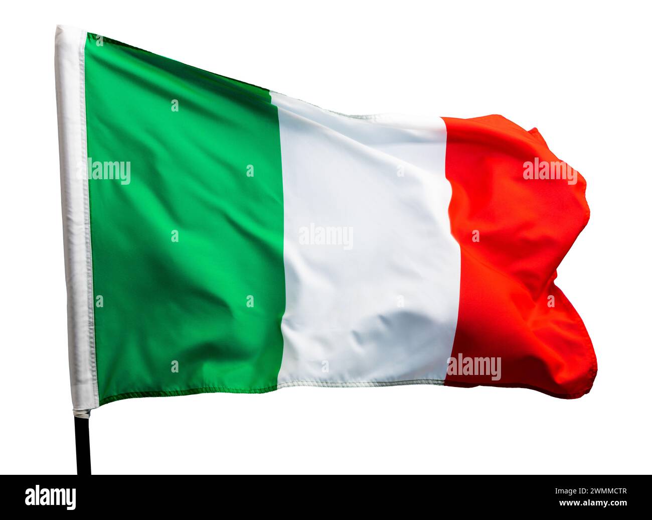 Italian flag waving on white background Stock Photo - Alamy