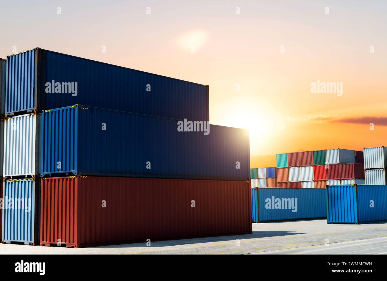 Large group of cargo containers at the docks Stock Photo - Alamy
