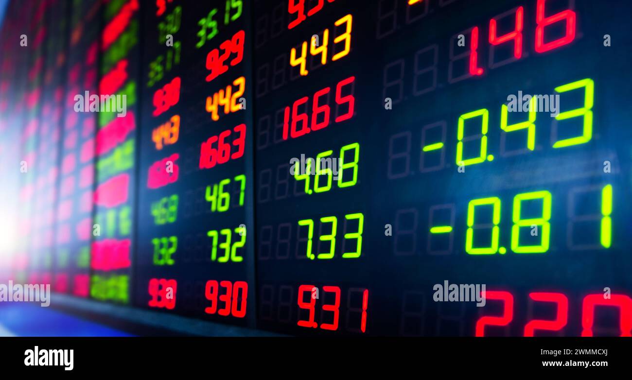 Display of stock market quotes Stock Photo - Alamy