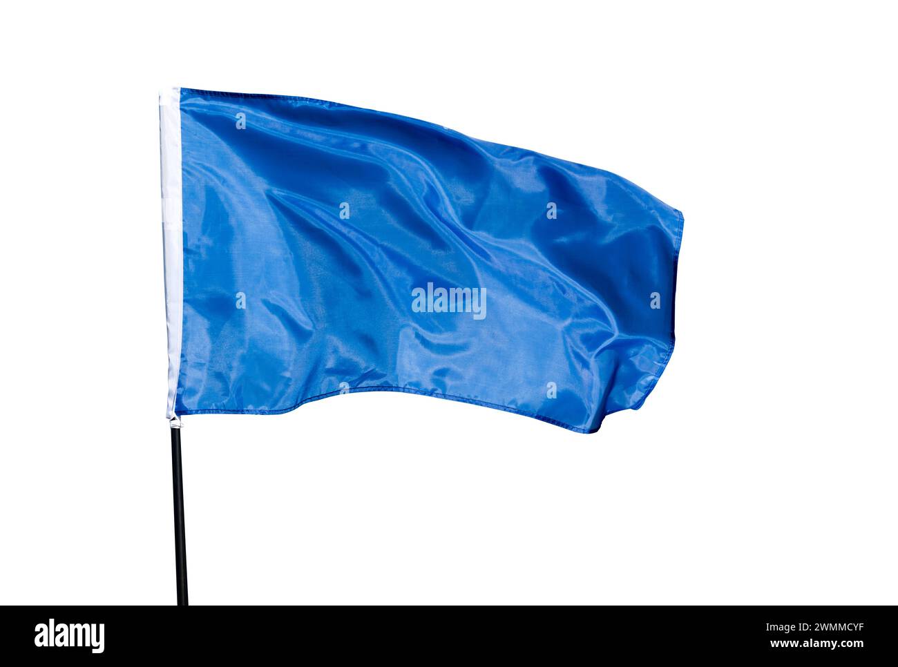 Blue flag waving against white background Stock Photo - Alamy