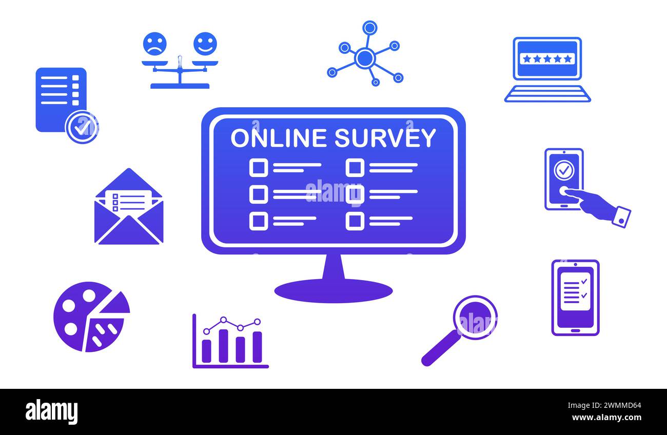 Illustration of an online survey concept Stock Photo - Alamy