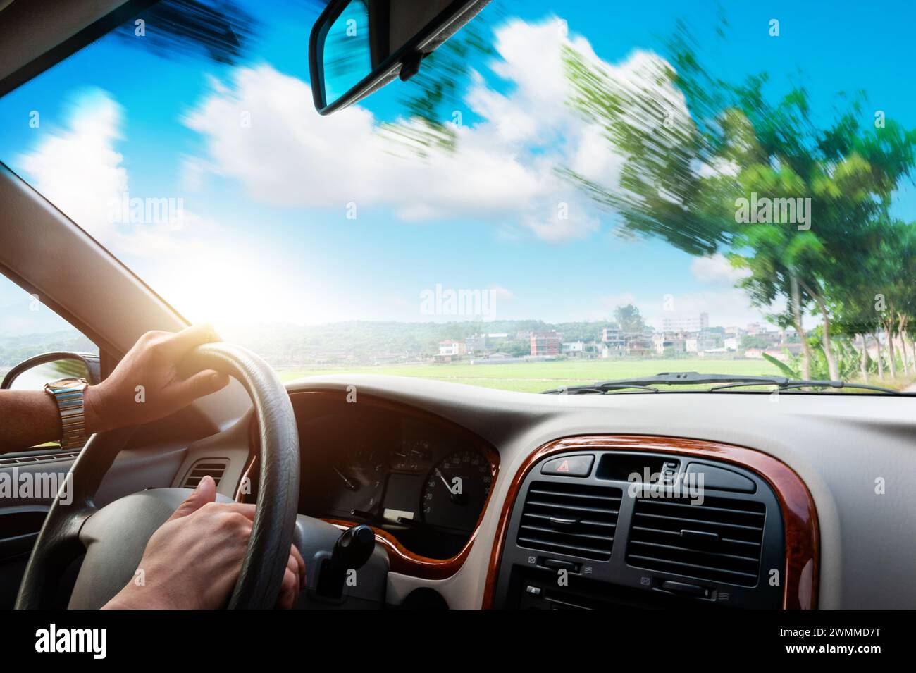 Closeup hand holding car steering hi-res stock photography and images ...