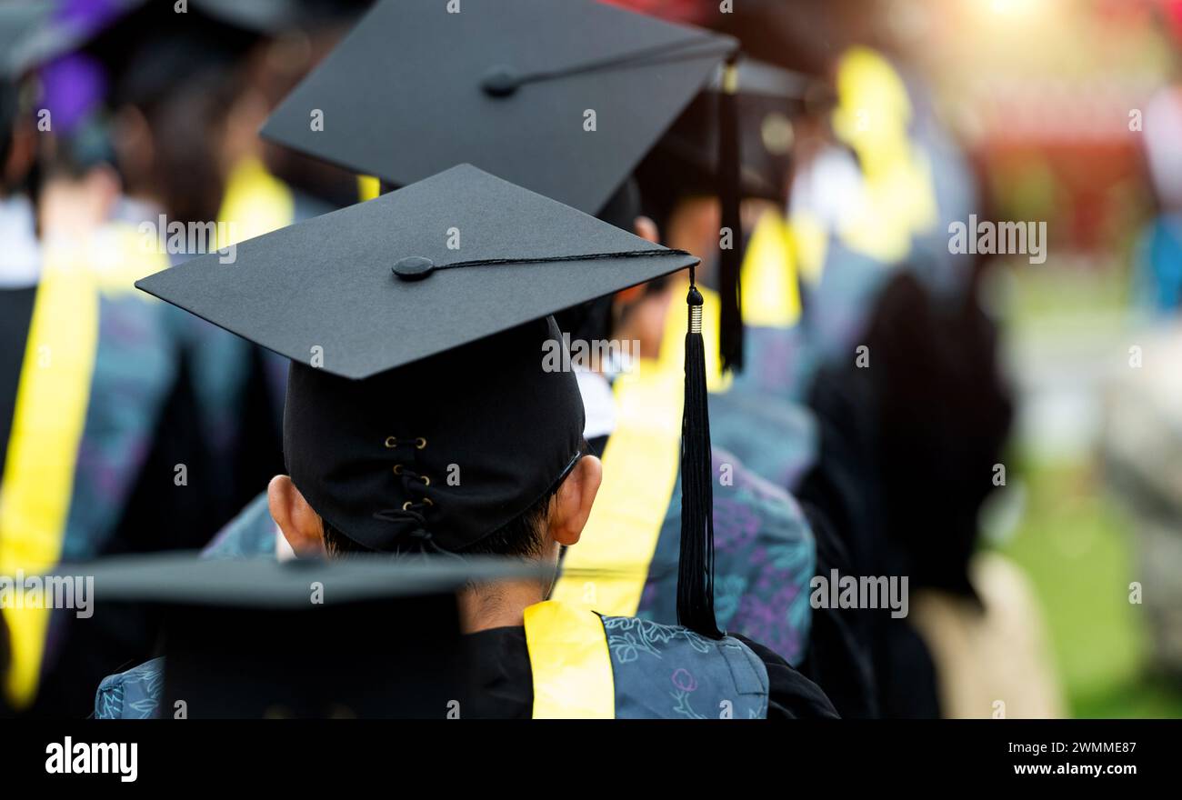 Rear view of graduates during commencement Stock Photo - Alamy