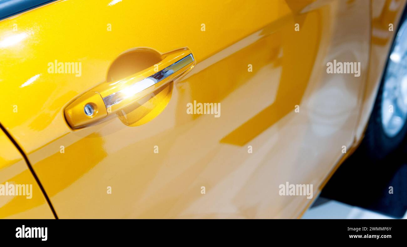 Detail of luxury yellow car Stock Photo - Alamy