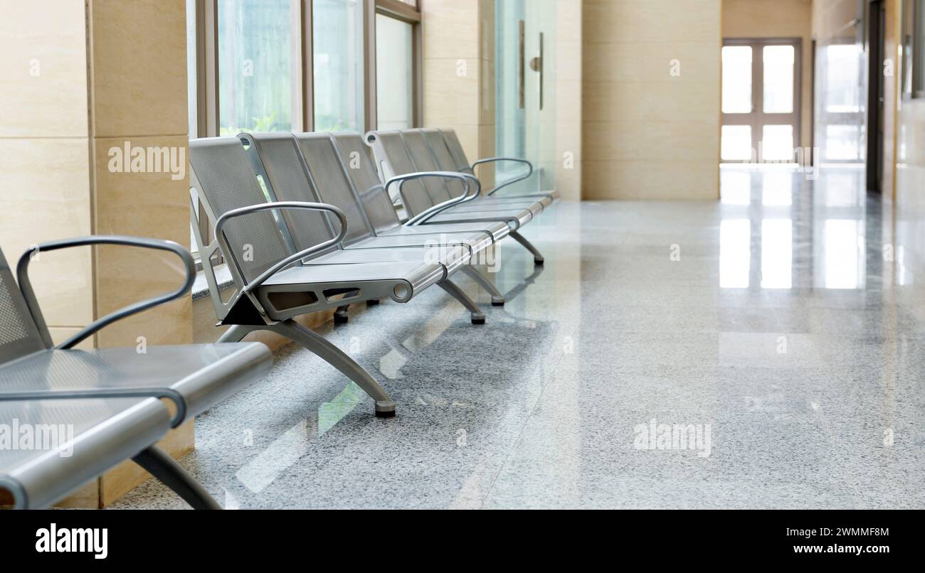 Chairs in the hospital hallway Stock Photo - Alamy