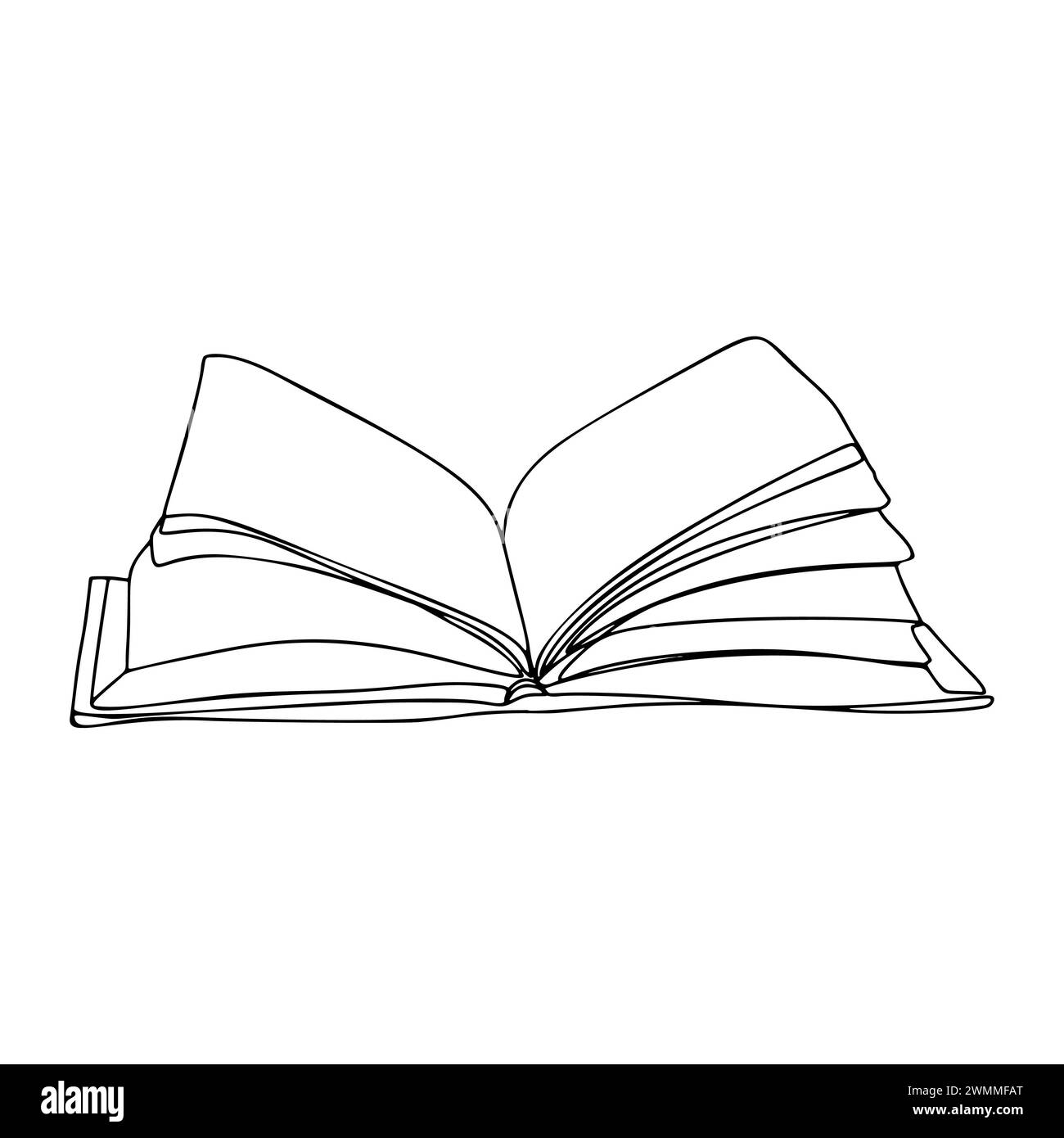 One Line Stack of Books Hand Drawn Illustration White Background Stock ...