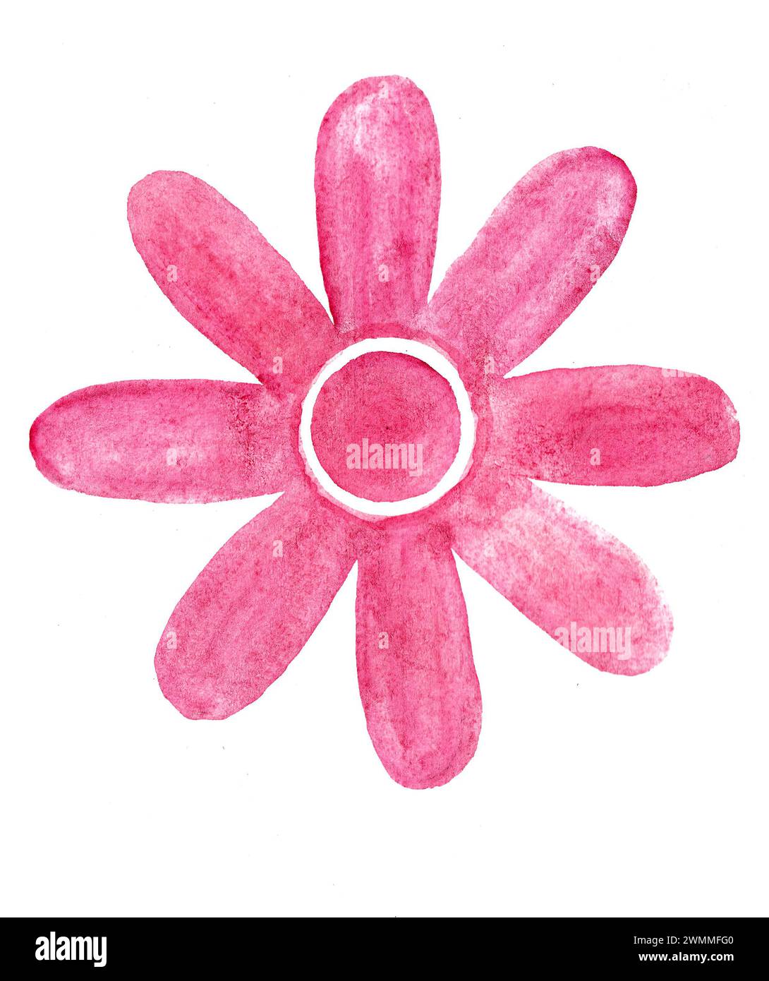 Decorative pink flower isolated on white background. Watercolor ...