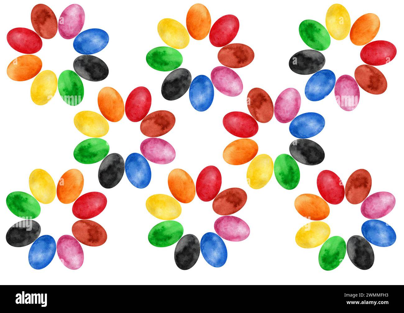 Pattern of multi colored ellipses on white background. Ellipses form ...