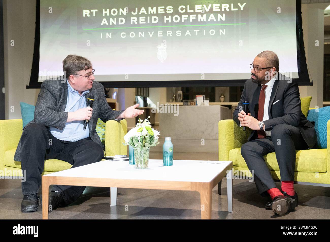 Home Secretary James Cleverly (right) holds a Q&A with American ...