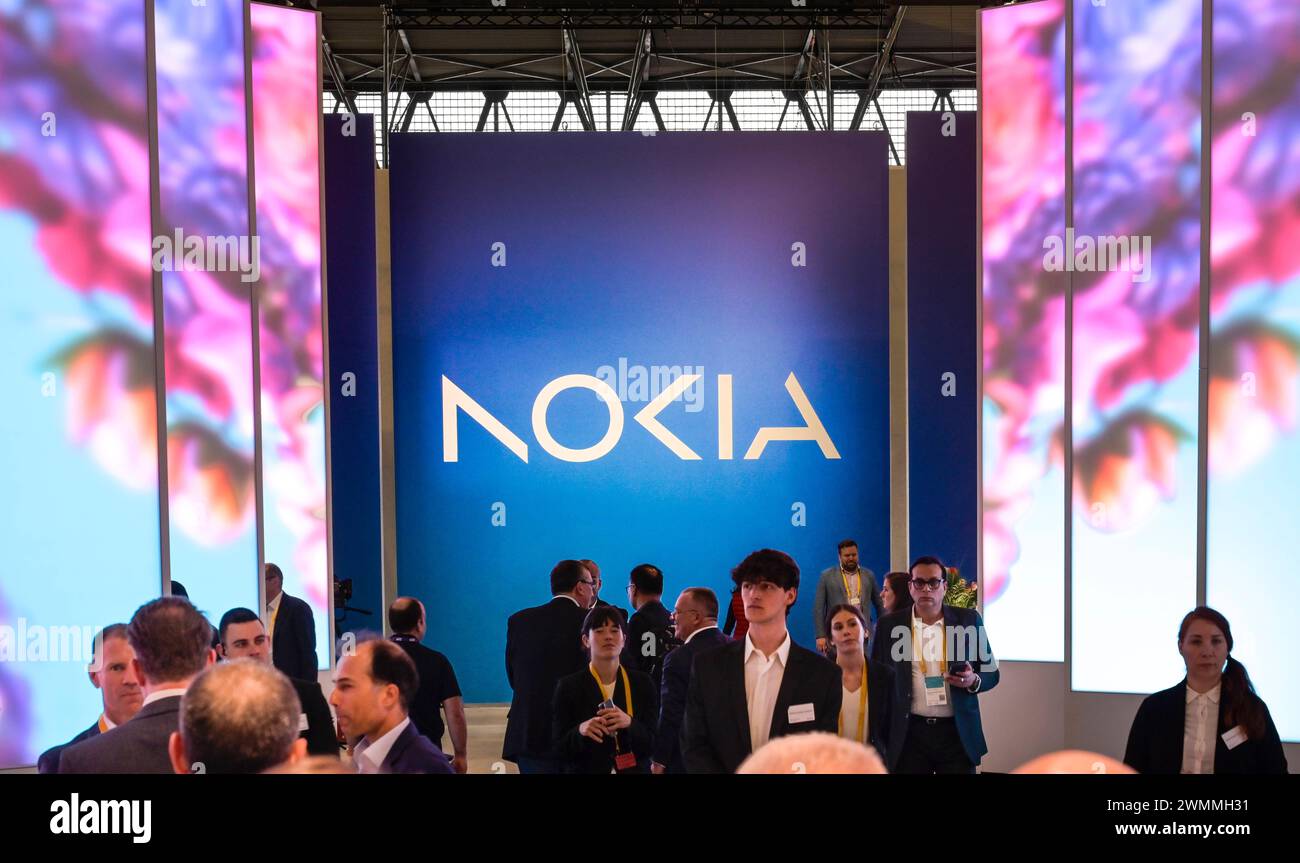 Nokia Messestand, MWC Mobile World Congress 2024, Barcelona, Spanien *** Nokia booth, MWC Mobile ...