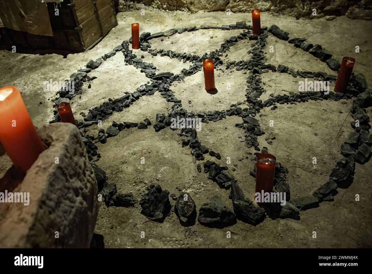 Detail of pagan symbol for religious rituals, black magic Stock Photo ...