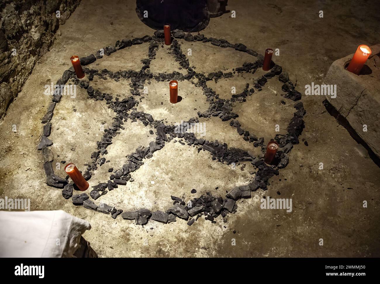 Detail of pagan symbol for religious rituals, black magic Stock Photo ...