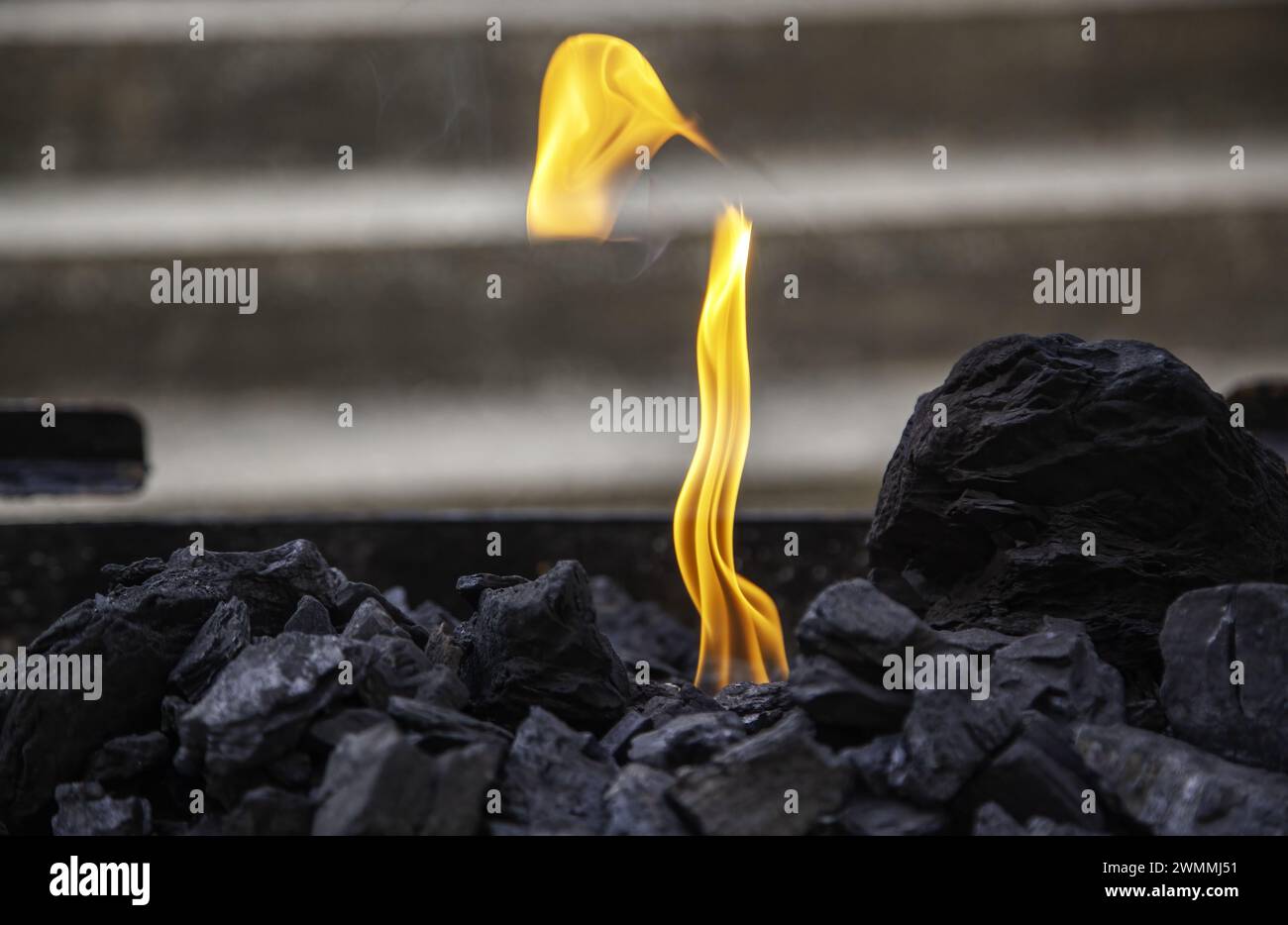 Detail of fire flame in a charcoal for grilling Stock Photo - Alamy