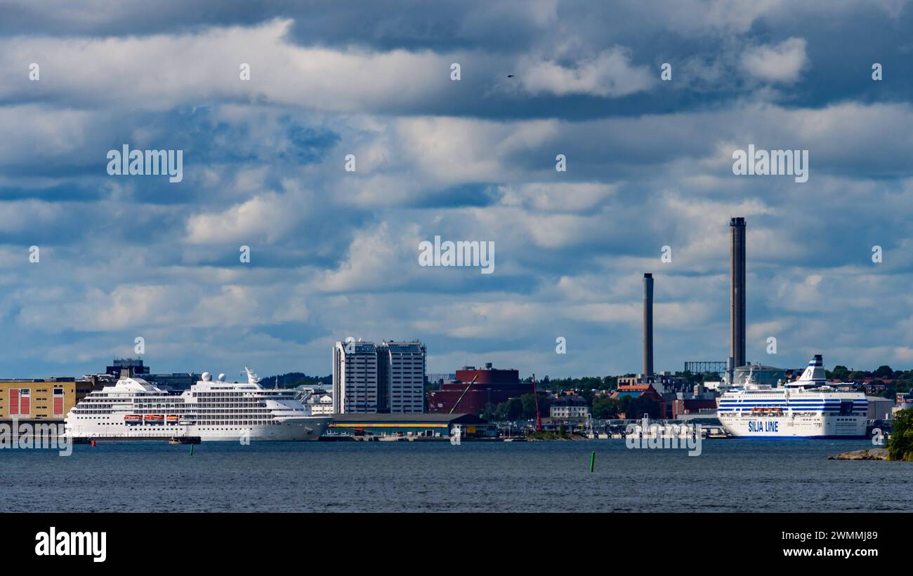 stockholm, sweden, 02 aug 2023, buildings seen from the water ...