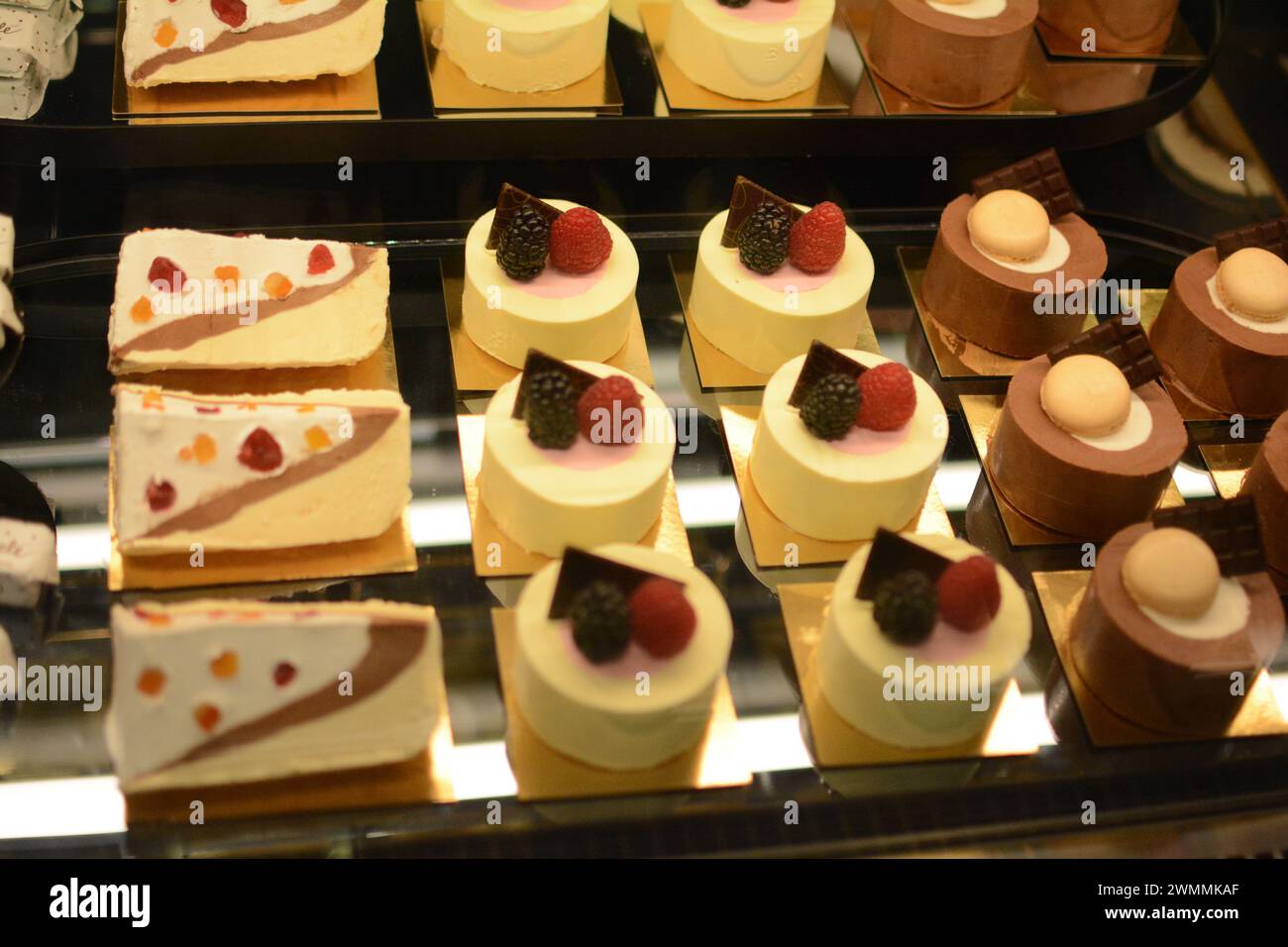 A close-up of Bavarian sweets in a glass display case Stock Photo - Alamy
