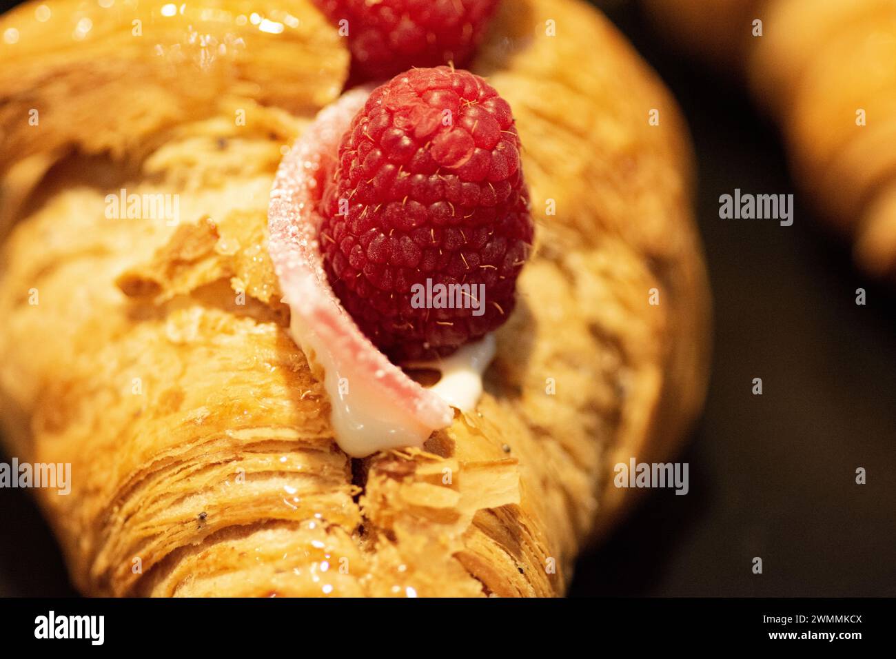 A close-up of a raspberry croissant Stock Photo - Alamy
