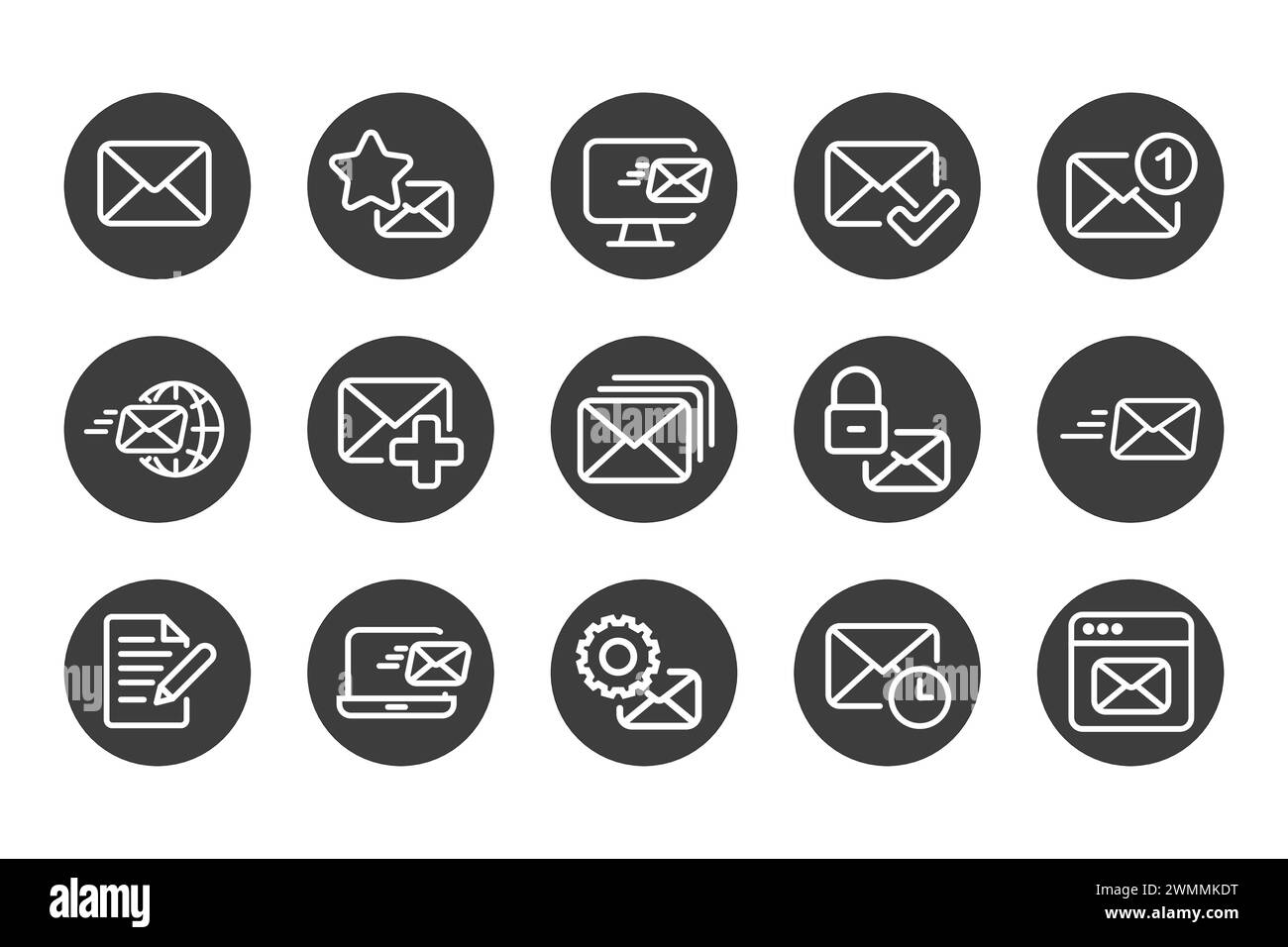 Mailing solid icon set black and white. Containing mail, email, mailbox ...