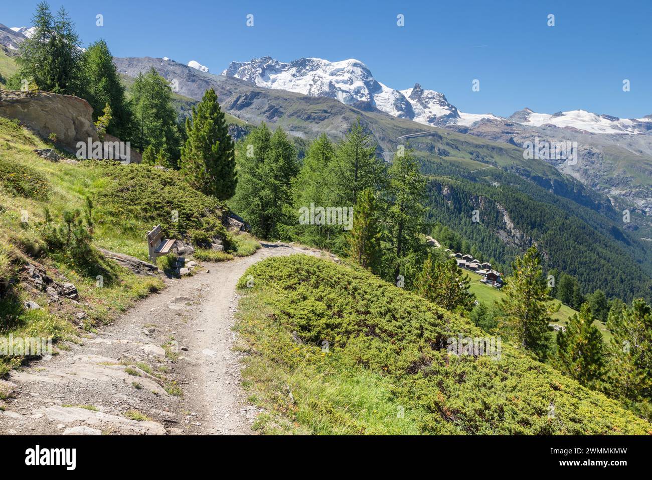 The Walliser alps with the Breithorn peak over the Zermatt in Mattertal ...