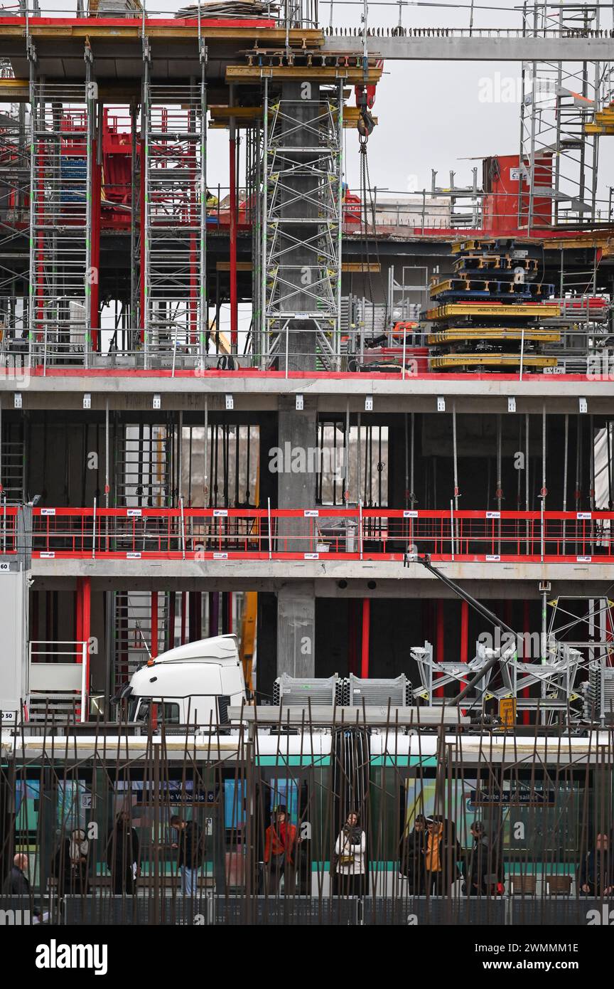 Paris, France, February 13, 2024, Construction site in Paris, House and ...