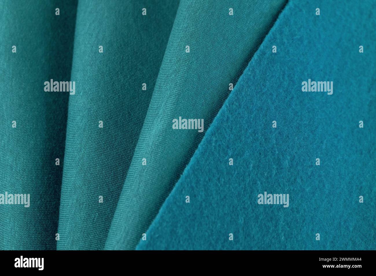 layers of French Terry turquoise textile front and back sides. A piece ...