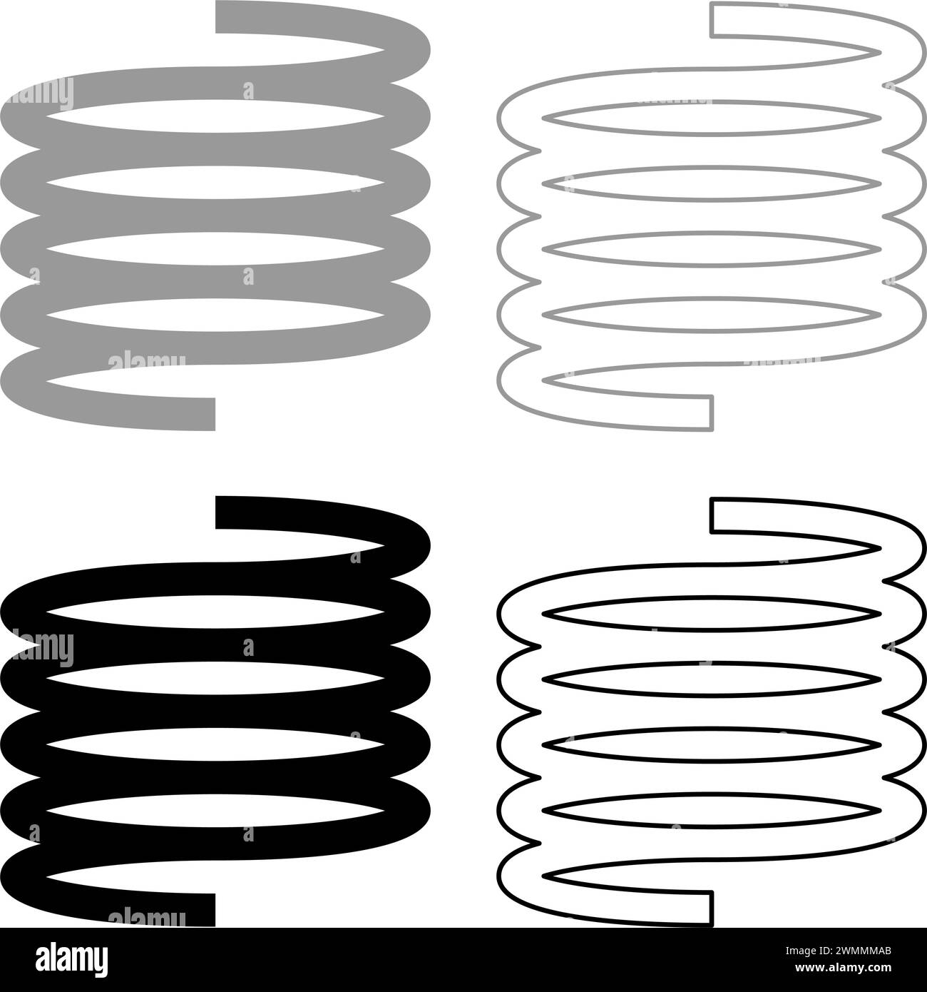 Metal spring flexible set icon grey black color vector illustration ...