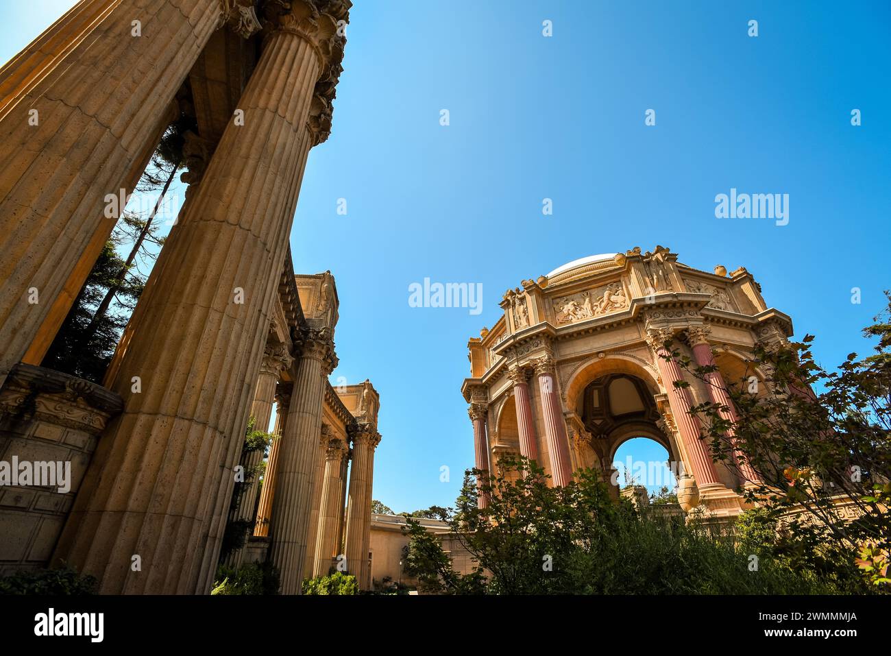 Low Angle View of the Palace of Fine Arts Colonnade and Rotunda - San ...