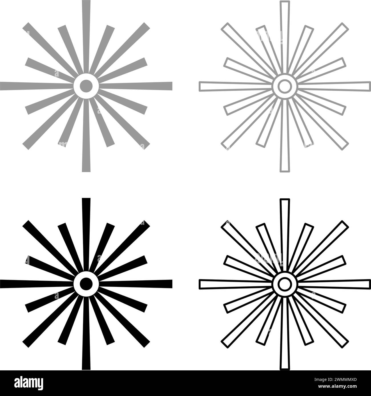 Laser optic beam flash sparks linear set icon grey black color vector ...