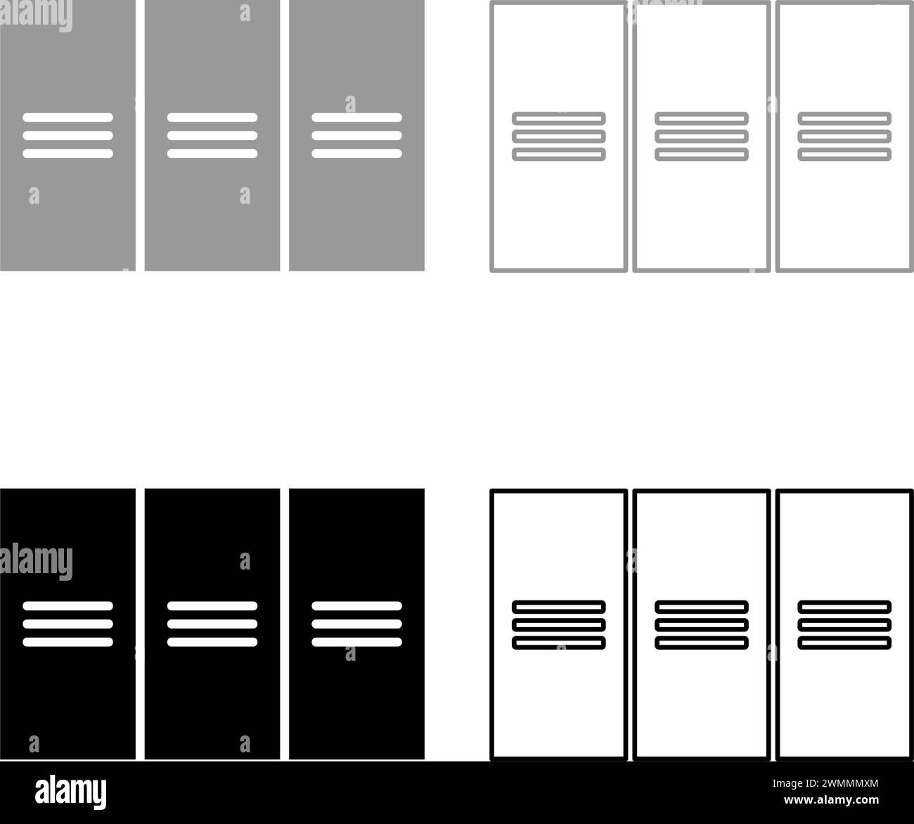 Metal cabinet steel lockers boxes set icon grey black color vector ...